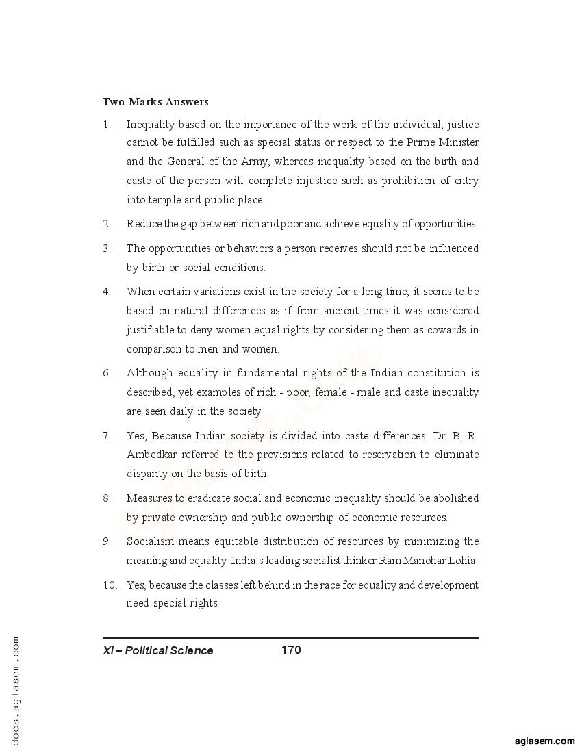Class 11 Political Science Notes for Equality (PDF) - Study Material ...