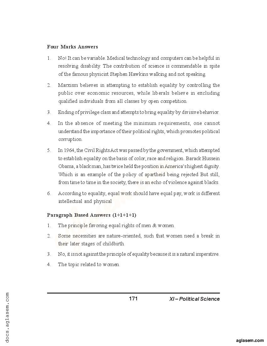 Class 11 Political Science Notes for Equality (PDF) - Study Material ...
