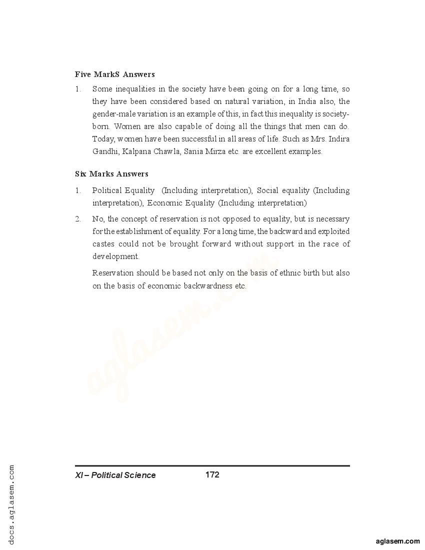Class 11 Political Science Notes for Equality (PDF) - Study Material ...