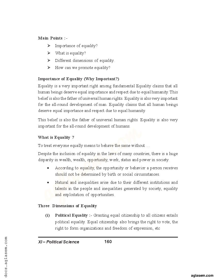 Class 11 Political Science Notes for Equality (PDF) - Study Material ...