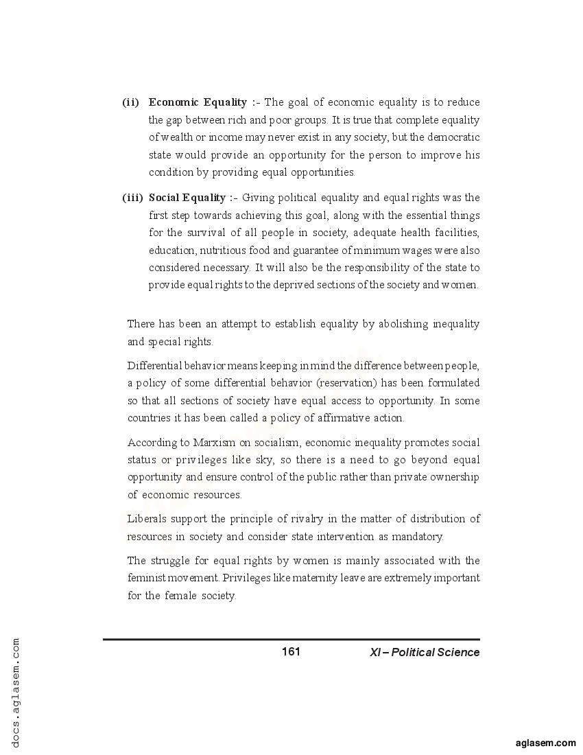 Class 11 Political Science Notes for Equality (PDF) - Study Material ...