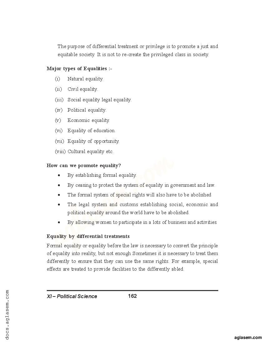 Class 11 Political Science Notes for Equality (PDF) - Study Material ...