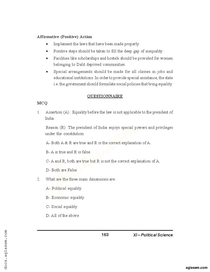 Class 11 Political Science Notes for Equality (PDF) - Study Material ...