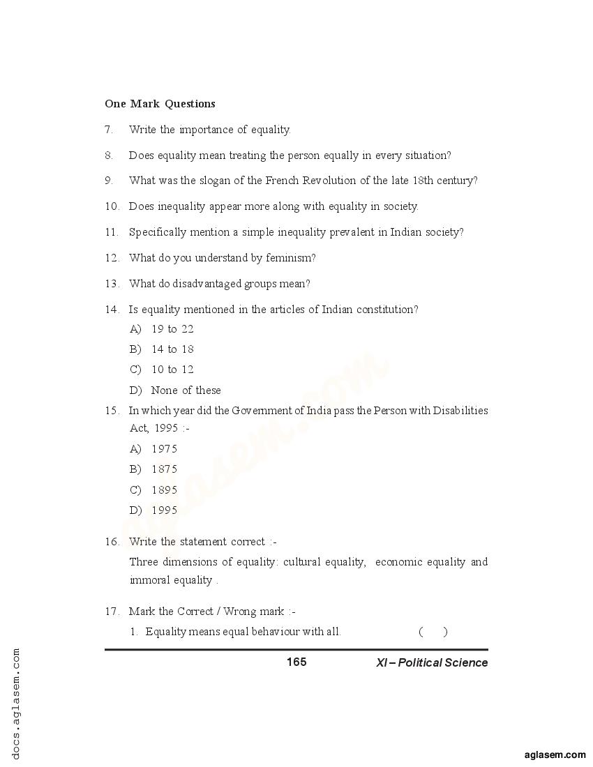 Class 11 Political Science Notes for Equality (PDF) - Study Material ...
