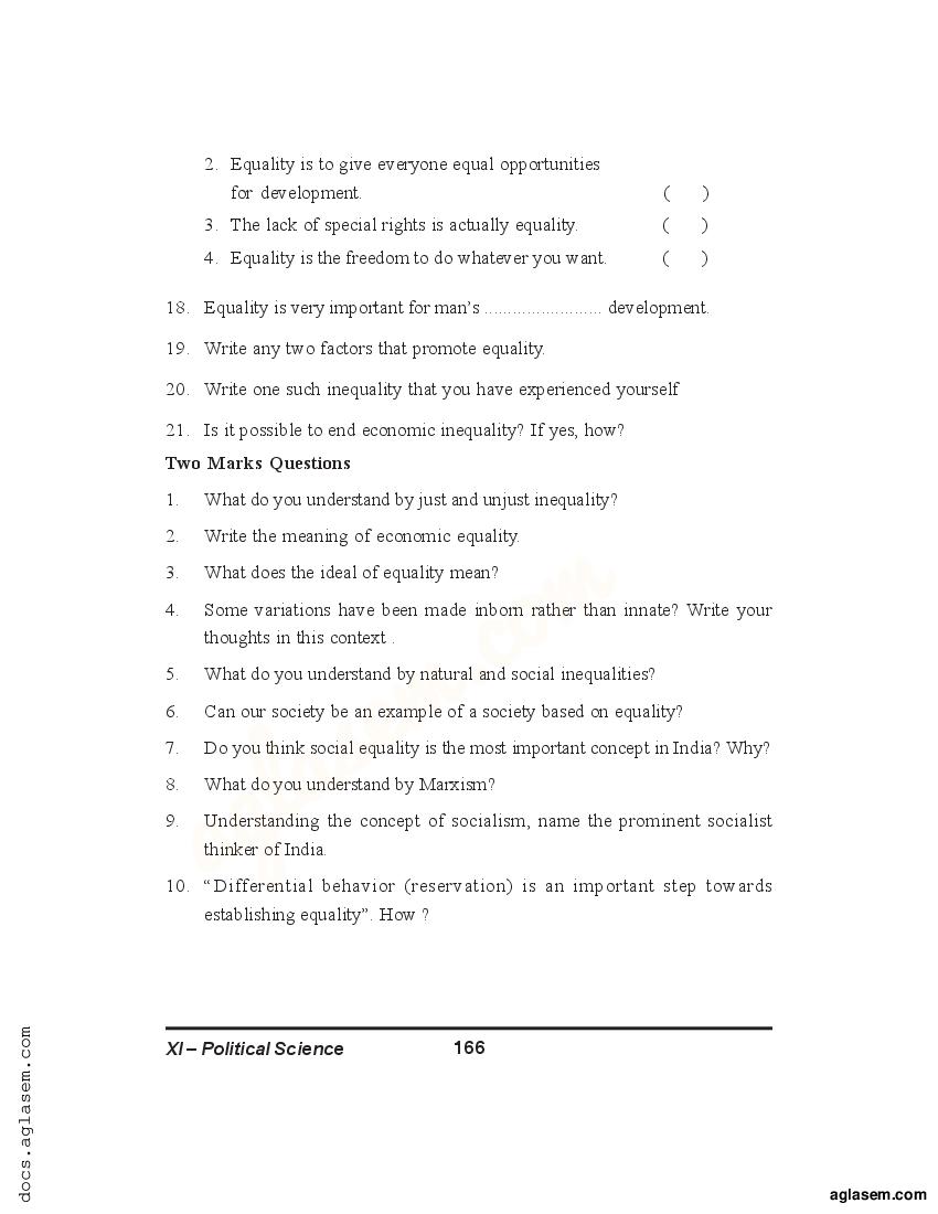 Class 11 Political Science Notes for Equality (PDF) - Study Material ...