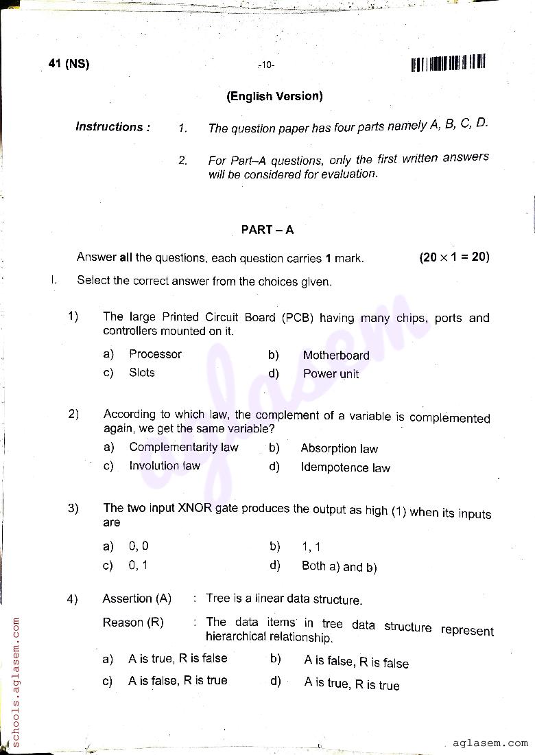 Karnataka 2nd PUC Computer Science Question Paper 2025 (PDF) - Download KSEB 12th PYQP - AglaSem