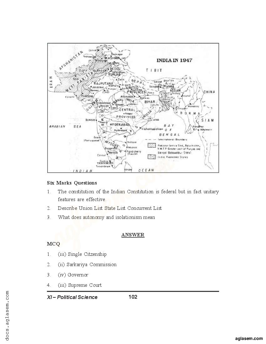 Class 11 Political Science Notes for Federalism (PDF) - Study Material ...