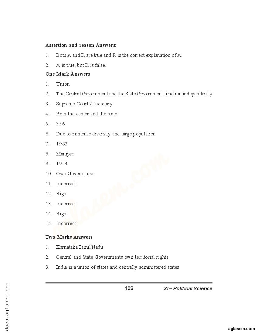 Class 11 Political Science Notes for Federalism (PDF) - Study Material ...