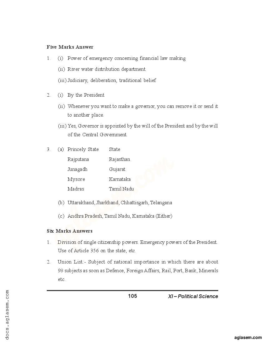 Class 11 Political Science Notes for Federalism (PDF) - Study Material ...