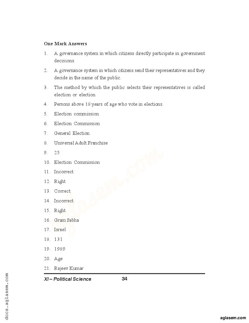 Class 11 Political Science Notes for Election and Representation (PDF ...