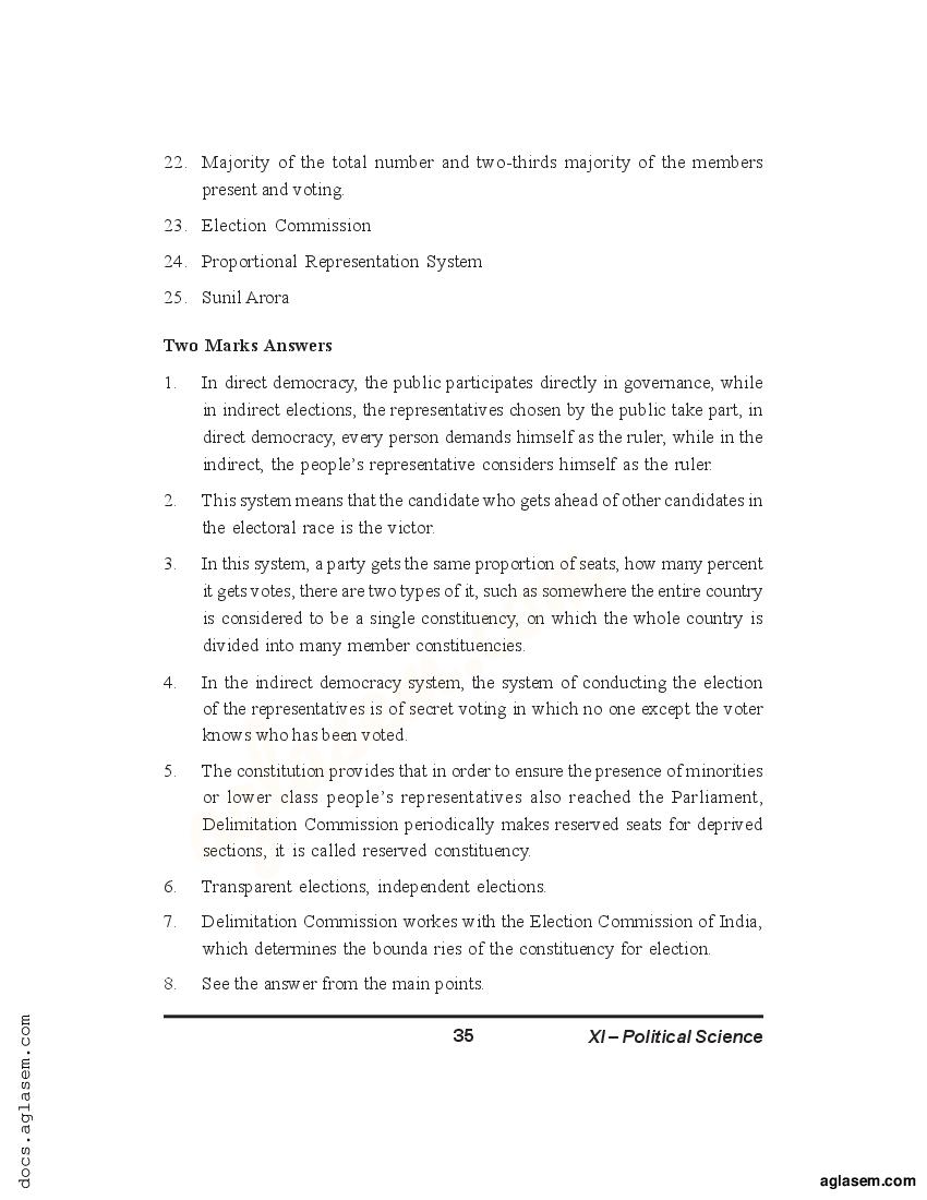 Class 11 Political Science Notes for Election and Representation (PDF ...