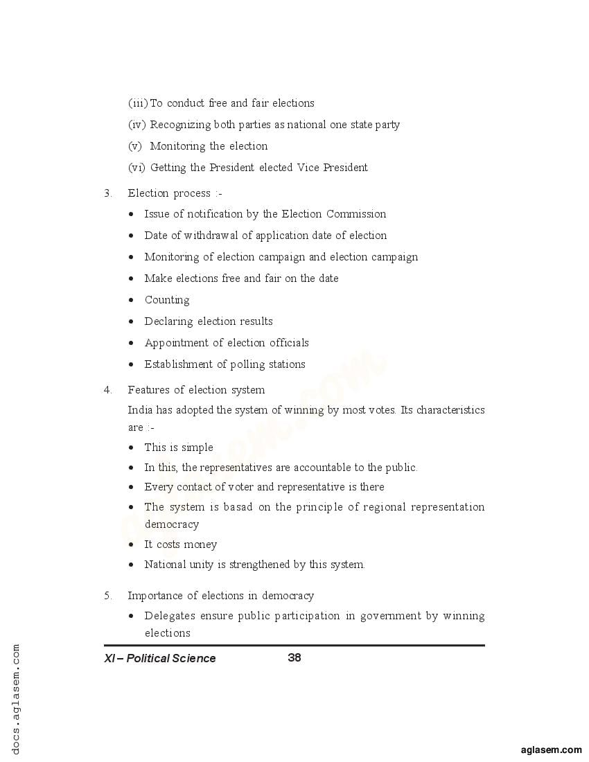 Class 11 Political Science Notes for Election and Representation (PDF ...