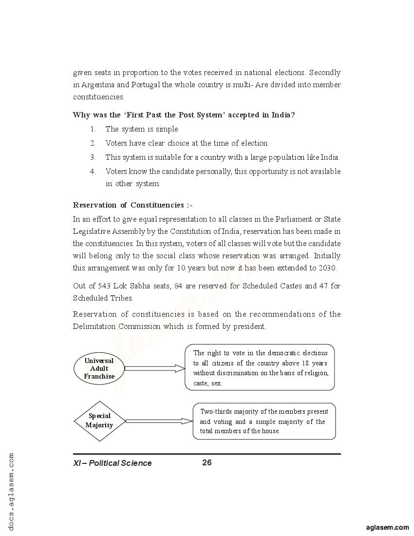 Class 11 Political Science Notes for Election and Representation (PDF ...