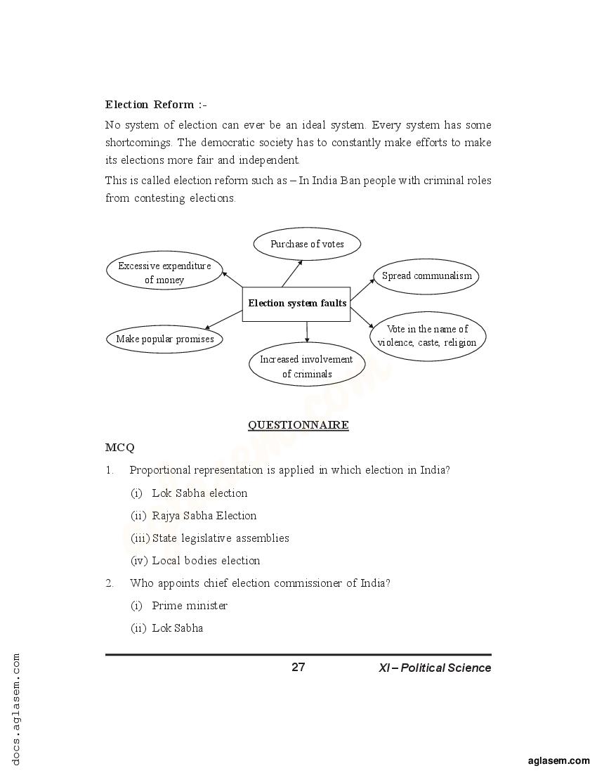 Class 11 Political Science Notes for Election and Representation (PDF ...