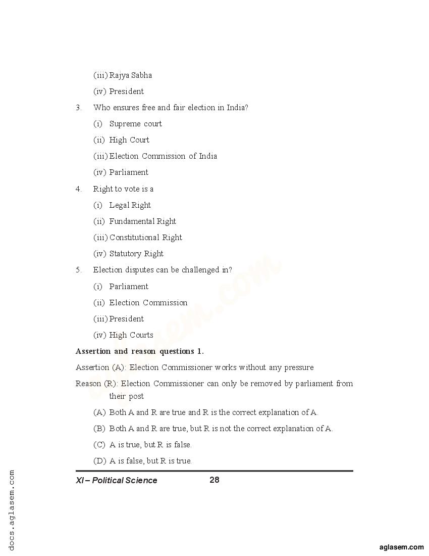 Class 11 Political Science Notes for Election and Representation (PDF ...