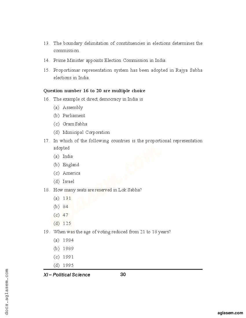 Class 11 Political Science Notes for Election and Representation (PDF ...