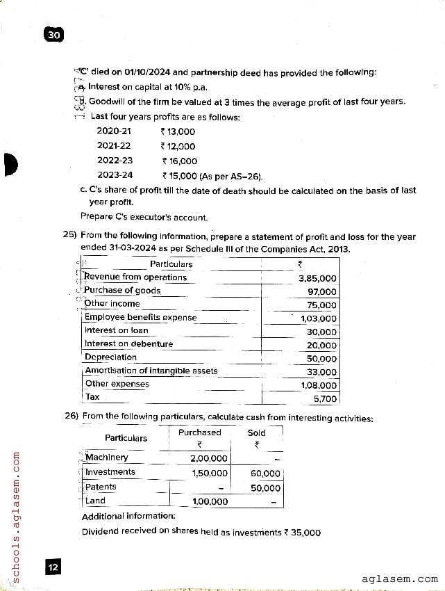 Karnataka 2nd PUC Accountancy Question Paper 2025 (PDF) - Download KSEB 12th PYQP - AglaSem