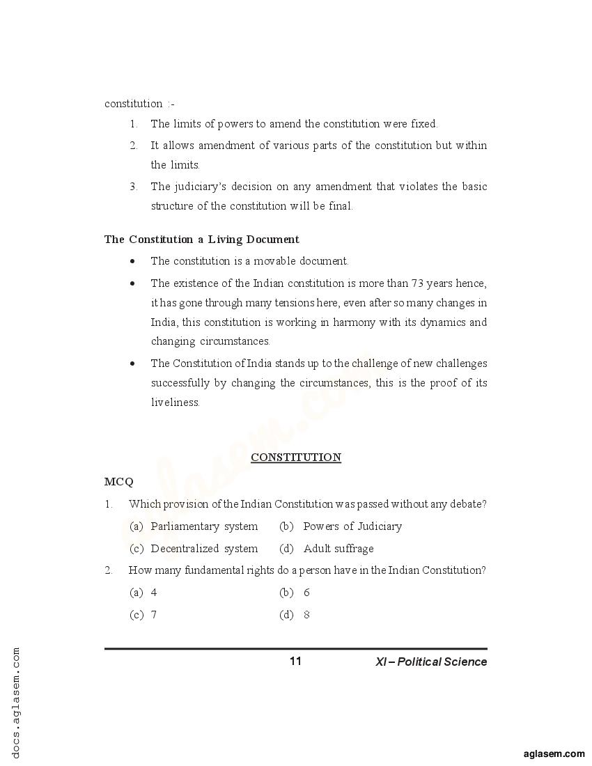 Class 11 Political Science Notes for Constitution (PDF) - Study ...