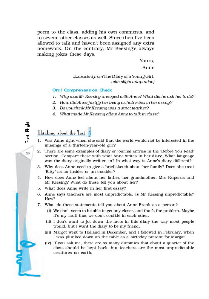 NCERT Book Class 10 English First Flight Chapter 4 From The Diary Of NCERT Book Class 10 English First Flight Chapter 4 From The Diary Of