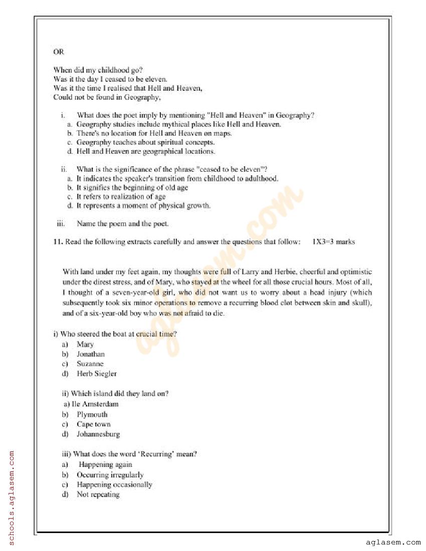 Class 11 English Sample Paper 2024 PDF Download Self Study Practice