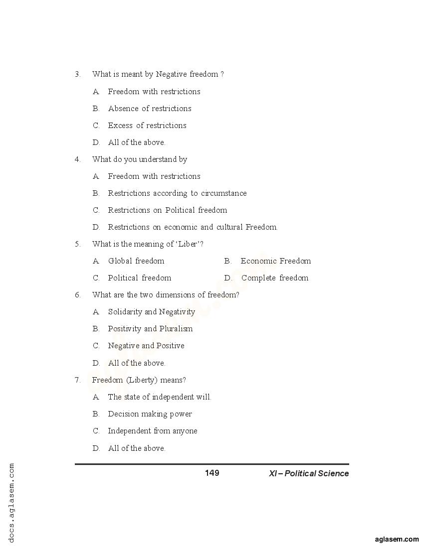 Class 11 Political Science Notes for Freedom, Liberty (PDF) - Study ...