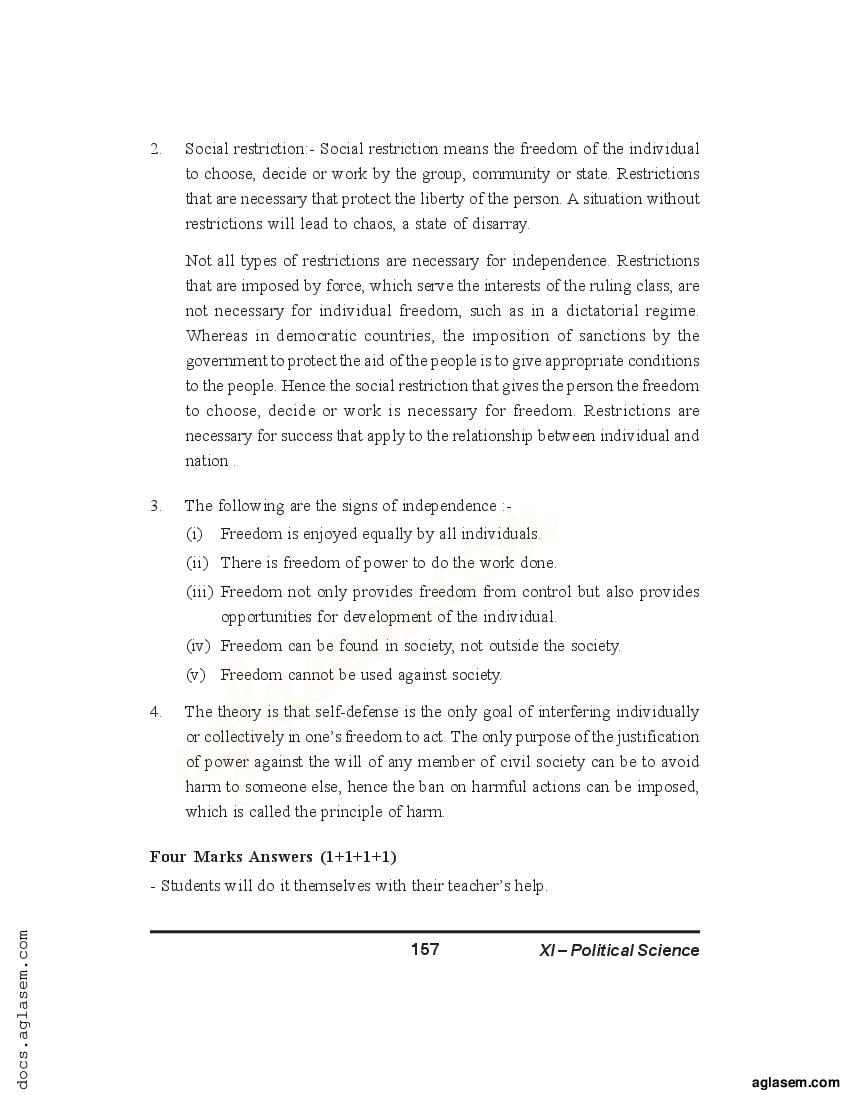 Class 11 Political Science Notes for Freedom, Liberty (PDF) - Study ...