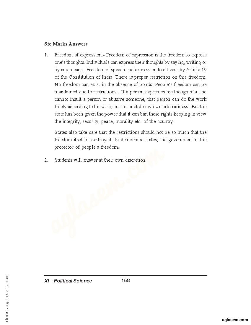 Class 11 Political Science Notes for Freedom, Liberty (PDF) - Study ...