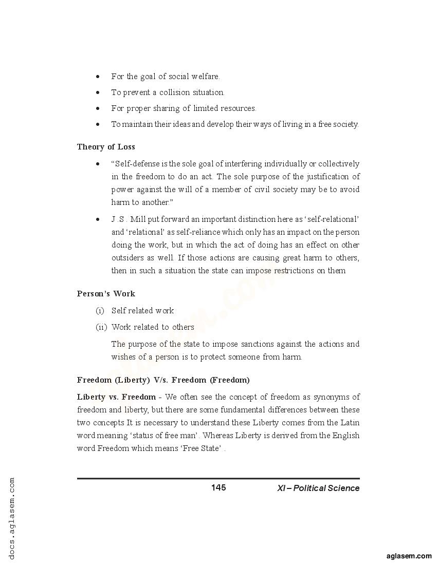 Class 11 Political Science Notes for Freedom, Liberty (PDF) - Study ...