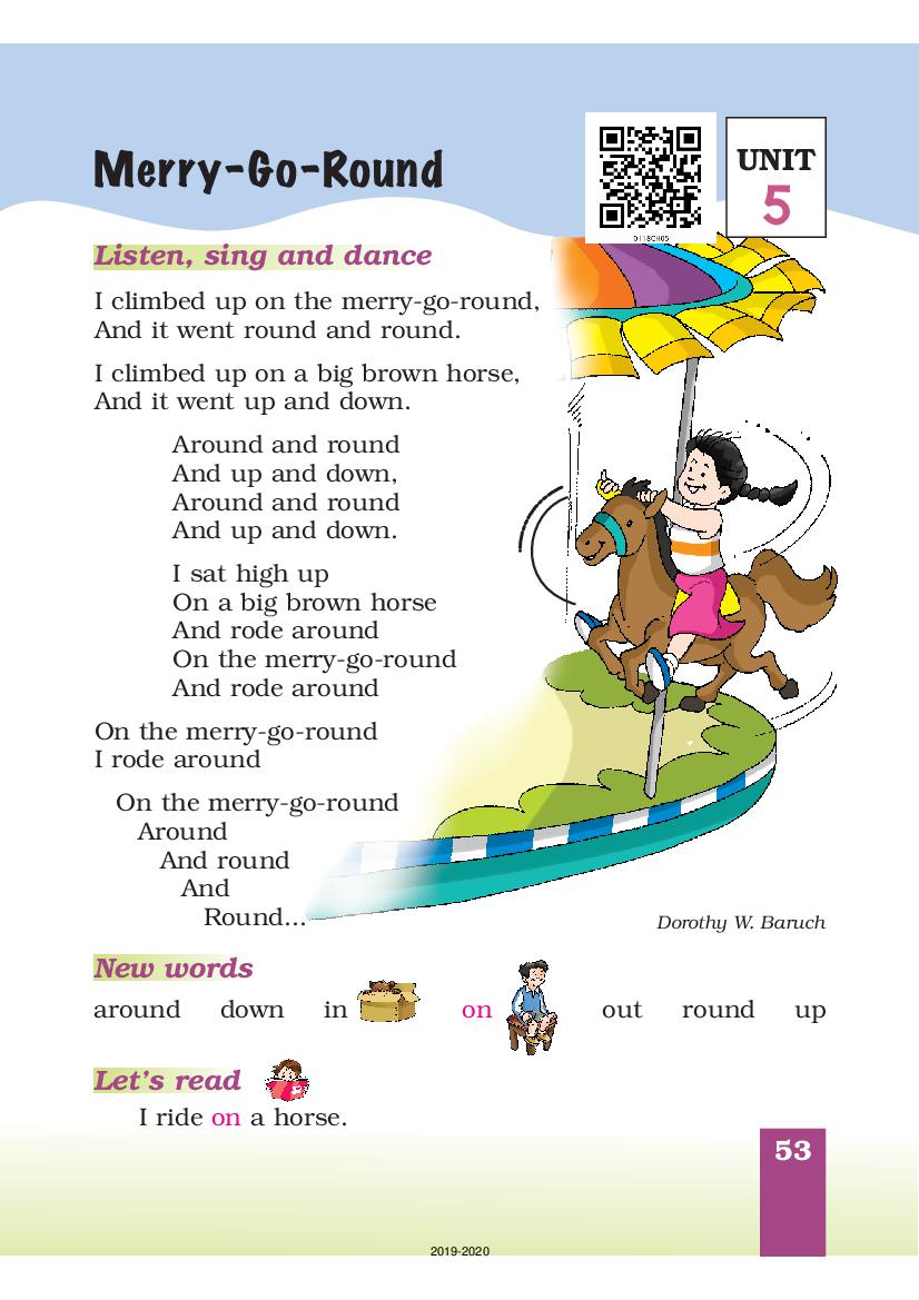 NCERT Book Class 1 English Marigold Unit 5 Merry Go Round Circle